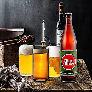 Excite Bear Drinking Glasses with Glass Straw 4pcs Set - 16oz Can Shaped Glass Cups, Beer Glasses, Iced Coffee Glasses, Cute Tumbler Cup, Ideal for Cocktail, Whiskey, Gift(No Lids)