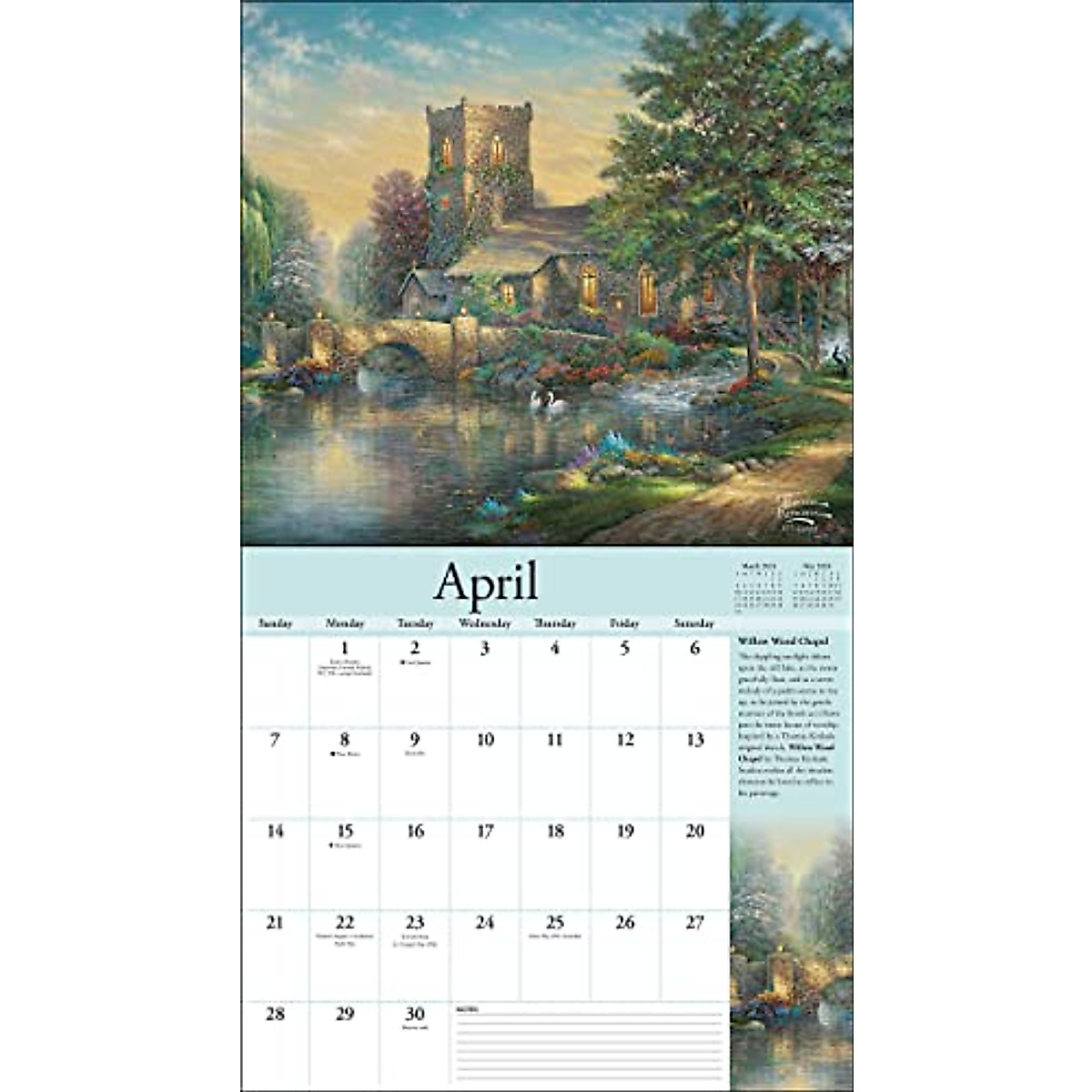 Thomas Kinkade Special Collector's Edition 2024 Deluxe Wall Calendar with Print: Lakeside Splendor