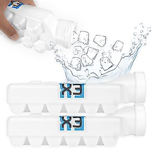 ICE MAKER BOTTLE For Freezer 2pcs, Plastic Bottle With Lid Makes Small Size Nugget Ice Chips For Soft Drinks, Cocktail Ice, Wine On Ice - The Most Sanitary Ice Cube Tray For Freezer/Makes 17 Ice Cubes
