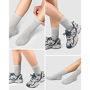 Vabean 60 Pairs Socks Bulk for Women and Men Cotton Crew Socks Adult Homeless Soft Calf Socks Anti Slip Moisture Wicking Hiking Socks, Size 6-11 (Gray)