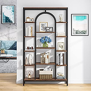Tribesigns 5-Tier Bookshelf, Industrial Tall Bookcase Book Shelf Organizer Freestanding Open Display Shelves for Bedroom Living Room Home Office, 70.8" H x 39.4" L, Rustic Brown