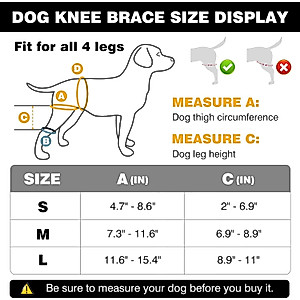 JUANWAN Dog Knee Brace Leg Braces - Dog Canine Knee Stifle Brace Wrap Dog Knee Brace for Torn ACL Hind Leg Joint Pain Muscle Sore Pet Brace Reduces Pain and Inflammation (M)