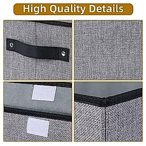 YheenLf Fabric Storage boxes,Storage Baskets for Shelves with Lids, Fabric Storage Bins with Handles, Decorative Linen Closet Organizers Boxes,Small, Gray, 1-Pack