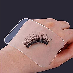 DNHCLL 2 PCS Reuseable Eye Lashes Pads Pallet Stand, Rectangle Soft Silicone Eyelash Extension Pad Eye Lash Glue Stand Tray Holder(Pink and Clear)