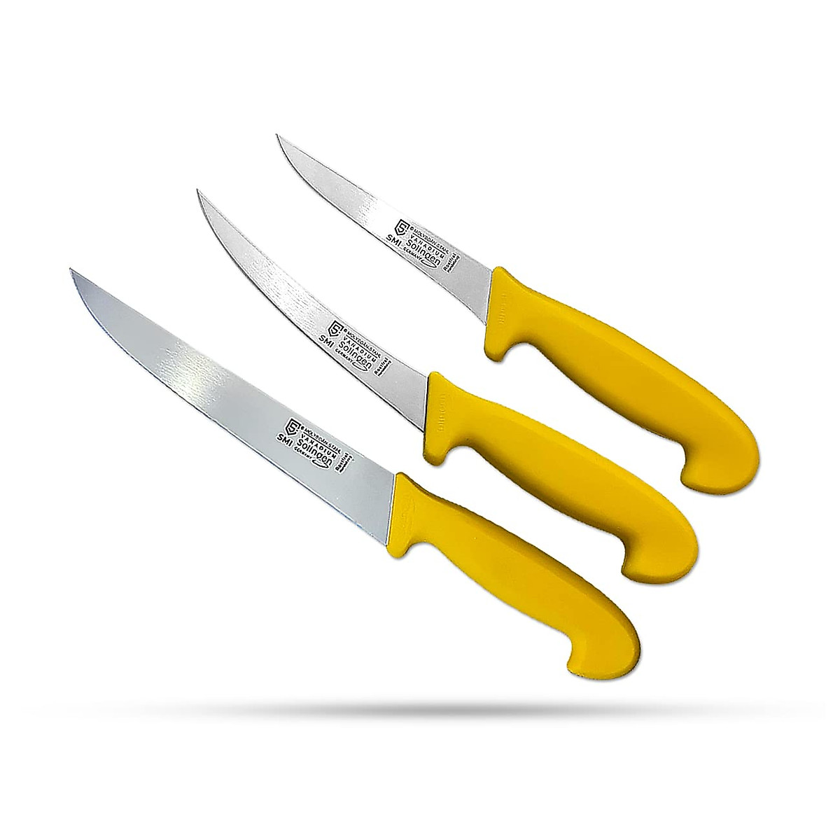 SMI - 3 Pcs Butcher Knife Set Boning Knife 5, 6 inch Butcher Knife 8 Inch for Cutting Meat Solingen Knife Made in Germany