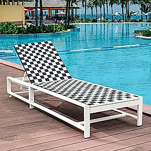 ZHYH Adjustable Patio Recliner, Wheels for Garden Terrace