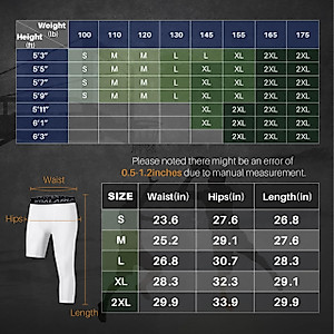 Koalarun One Leg 3/4 Compression Tights for Basketball Single Leg Men's Compression Pants Capris Sports Leggings 2 Pack