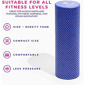 FitOn Recovery Roller - 12" x 4" Travel Sized Foam Rollers for Muscle Massage - High Density Foam Roller - Exercise Roller Foam Workout Accessories for Women and Men