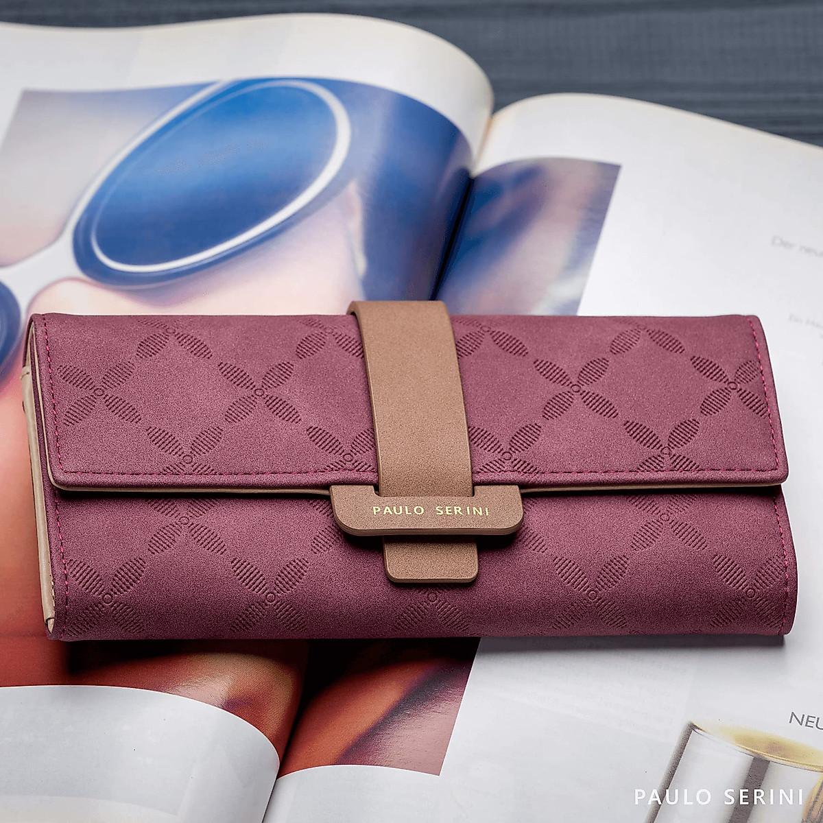 PAULO SERINI® Wallet Women - Womens Wallet with Coin Purse - Card Holder 9 Cards - Wristlet - Vegan Wallets for Women - Birthday Gifts for Women - Billeteras de Mujer - Carteras de Mujer - Cherry Red