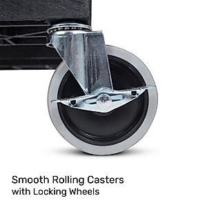 Stand Steady Tubstr 3 Shelf Utility Cart | Heavy Duty Service Cart Supports Up to 400 lbs | Tub Cart with Deep Shelves | Great for Warehouse, Garage, Cleaning, Office & More (32 x 18 / Black)