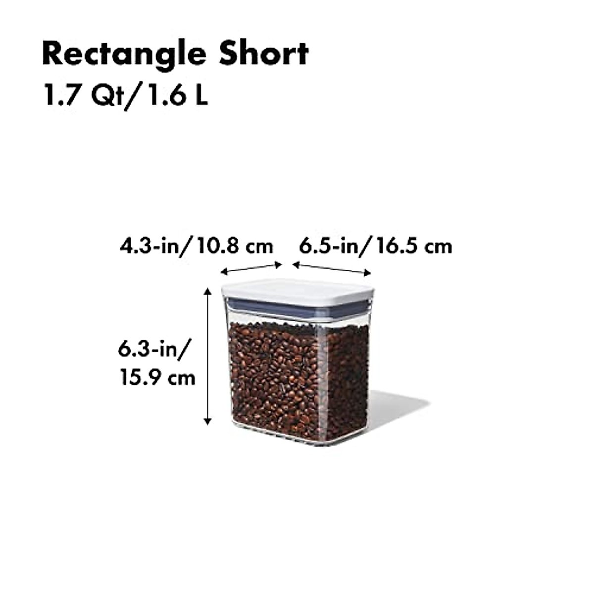 OXO Good Grips POP Container – Airtight 1.7 Qt for Coffee and More Food Storage, Rectangle, Clear