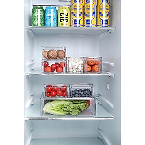 Plexel Refrigerator Organizer Bins, Fridge Organizer, Clear Plastic Food Storage Containers, Contenedores Para Organizar Cocina, Pantry Organization And Storage, with Removable Drain Tray. (7)