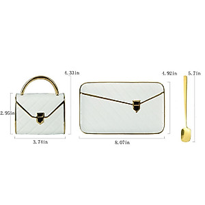 LmlJoo Creative and Adorable Handbag-Shaped Mug with Saucer Cup and Golden Spoon for Enjoying Tea, Juice, Milk, Hot Chocolate or Cappuccino (Black)