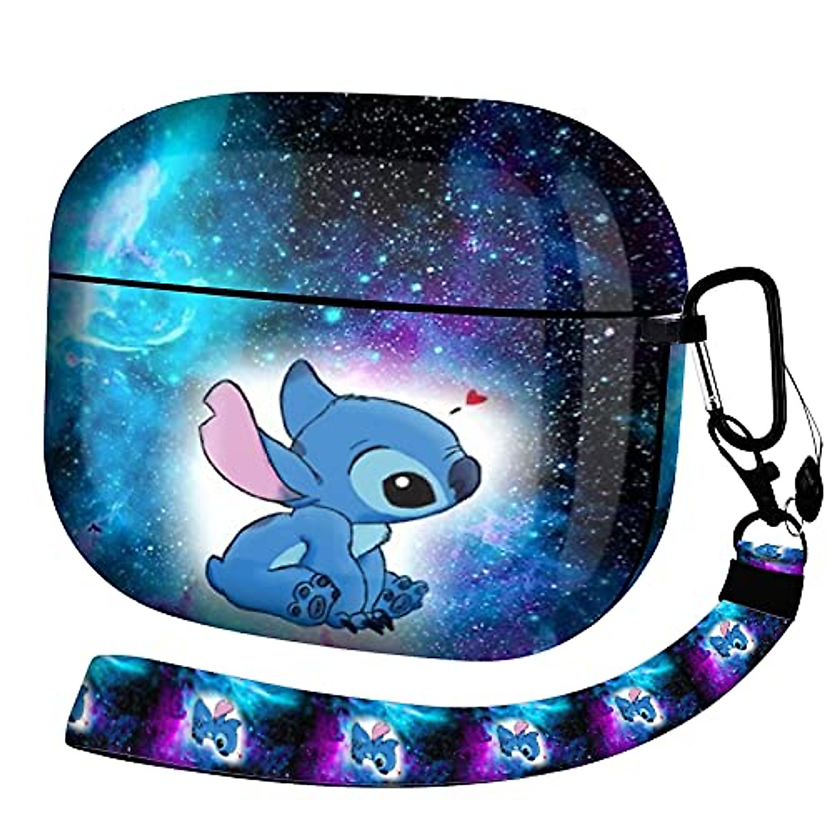 Stitch AirPods Pro Case Protectiv Cover,Fully Protected Shockproof Cartoon case with Keychain Clip Carabiner and Lanyard,Compatible with Apple AirPods Pro (Star Stitch)