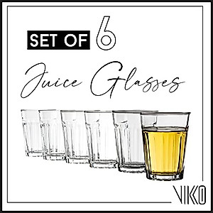 Vikko Small 3.75 Ounce Drinking Glasses, Thick and Durable Mini Glass, Great for Children, Tasting and Small Portions, Dishwasher Safe, Set of 6 Mini Clear Glass Tumblers 3.2” x 2.4”