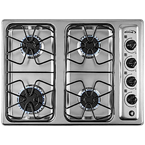 ABBA 24" Gas Cooktop with 4 Burners - Stainless-Steel Table Top with SABAF Aluminum Burners And Porcelain Surface, Home Improvement Essentials, Anti Spill & Easy to Clean, 24" x 3.5" x 19"