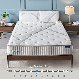 King Mattress,Lechepus 10 Inch Premium Hybrid Foam Mattresses in a Box,Pocket Innersprings with Memory Foam for Motion Isolation,Breathable Soft Cover Mattress Medium Firm,10-Years Support