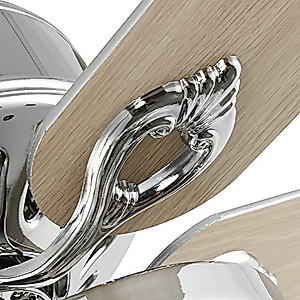 Tropwellhouse LuxureFan 52" Crystal LED Chrome Ceiling Fan Light Fixture Gorgeous Crystal 5 Reverse Wood Blades Modern Chandelier with Remote Control Decoration Home/Living Room