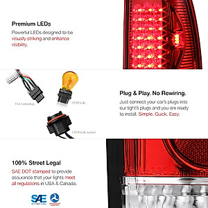 VIPMOTOZ LED Tail Light Lamp Assembly For 1997-2003 Ford F150 & 1999-2007 Ford Superduty F250 F350 Pickup Truck - Rosso Red Lens, Driver and Passenger Side