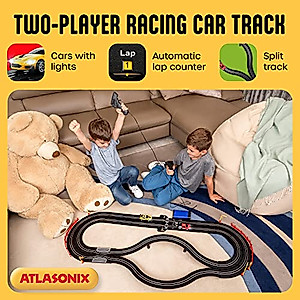 Atlasonix Slot Car Race Track Sets - Slot Cars, Race Tracks & Accessories Electric Race Car Track, Dual Electric Race Track, Electric Race Car Track Set for Girls & Boys Age 8-12, 1:43 Scale