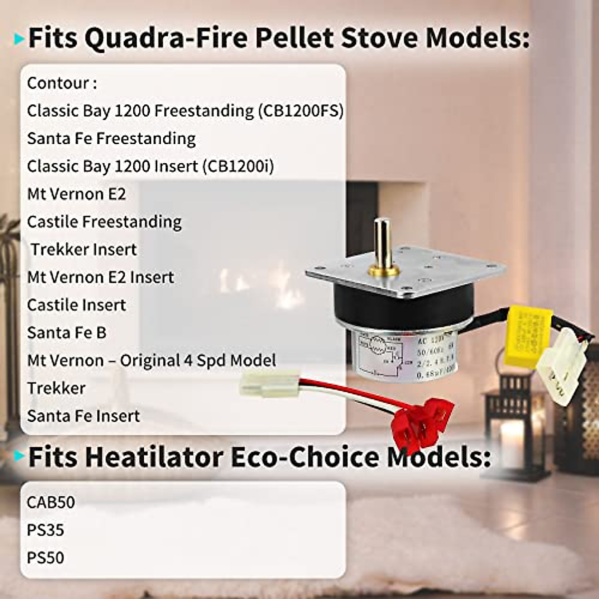 812-4421 Auger Feed Motor Replacement for Quadra-Fire Part 812-4421 & 812-4420，2.4RPM 120V Auger Feed Motor Fits for Heatilator CAB50 PS35 PS50 7000-500 PH，High Quality and More Robust
