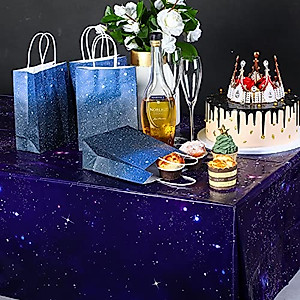Space Party Tablecloth Purple Nebula Galaxy Plastic Table Cover Space Star Tablecloth Disposable Starry Night Sky Table Cover for Birthday Home Decorations and Supplies, 54 X 108 Inch (1 Pack)