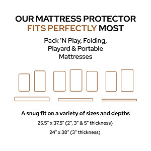 Pickle & Pumpkin 1 pack Waterproof Pack N Play Mattress Cover | Soft & Fitted Mini Crib Mattress Protector Waterproof for Pack N Play Mattress, Playard, Portable Crib | Microfiber Mattress Protector