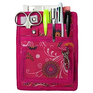 6 Piece Protective Lab Coat Pocket Organizer Kit Has Pretty Pink Paisley Pattern You're Sure to Love! Attractive Yet Durable-Made of Super Strong 600d Denier- Gift for Nurses, Students & You!