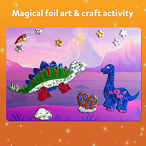 Skillmatics Art & Craft Activity - Foil Fun Dinosaurs, No Mess Art for Kids, Craft Kits & Supplies, DIY Creative Activity, Gifts for Boys & Girls Ages 4, 5, 6, 7, 8, 9, Travel Toys