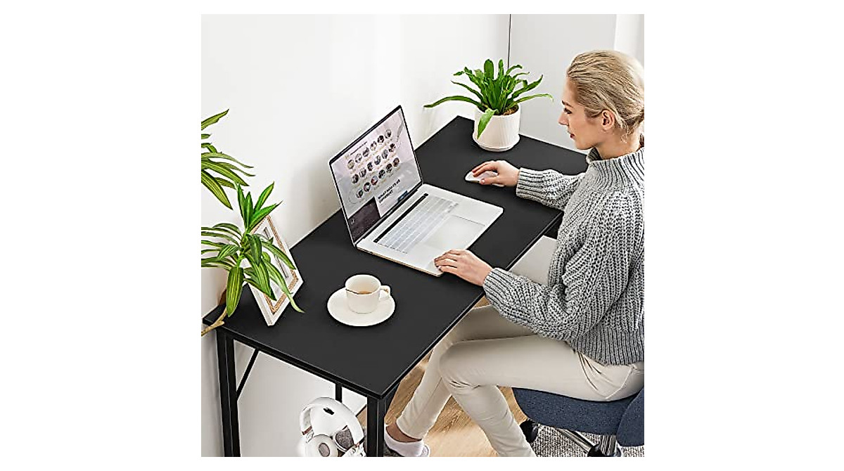 Small Home Office Desk 30 Inch - Sturdy Compact Study Table with Storage