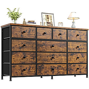 EnHomee Dresser for Bedroom with 13 Drawers Dresser Bedroom Long Dressers & Chest of Drawers Large Storage Fabric Dresser for Bedroom Living Room Entry, Sturdy Metal Frame,47.2" Wx 33" H x 11.8" D