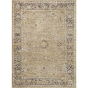 Magnolia Home by Joanna Gaines x Loloi Millie Collection MIE-03 Gold / Charcoal 2'-3" x 3'-10" Accent Rug