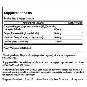 Swanson Super Cayenne - with Ginger Rhizome, Hawthorn Berry & Lecithin 100 Veg Caps 2 Pack
