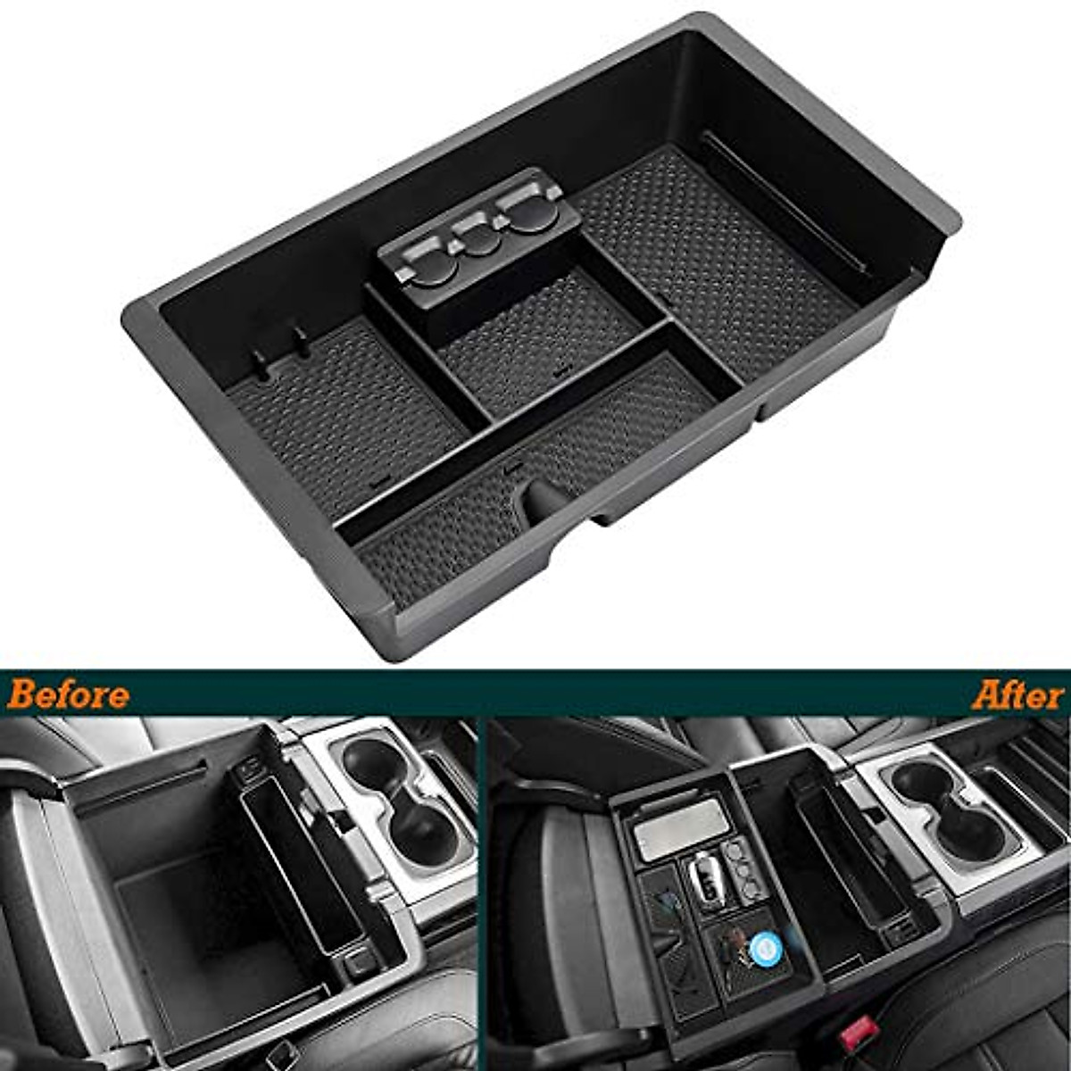 Center Console Organizer Fit for 2015-2020 Chevy Tahoe/Suburban/GMC Yukon|2014-2018 Chevrolet Silverado/GMC Sierra 1500, 2500/3500HD(2015-2019), Armrest Storage Box Tray with Coin Holder, 22817343…