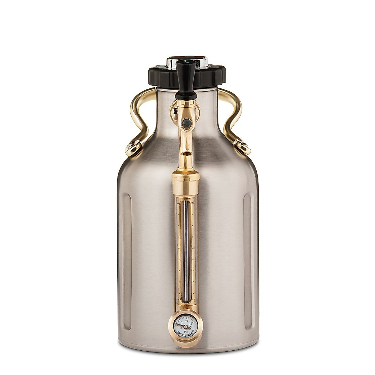 GrowlerWerks uKeg Carbonated Growler-Great Gift for Beer Lovers, 64 oz, Stainless Steel