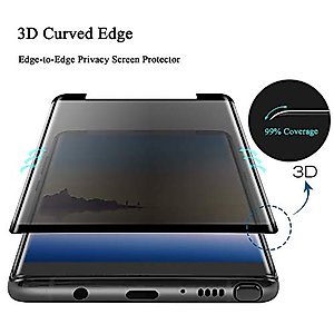 SURBUID (2 Pack) Galaxy Note 9 Screen Protector Privacy Tempered Glass, 3D Curved Edge [Not Full Coverage] Easy Install Anti Spy/Scratch 9H Hardness Case Friendly Shield Compatible Note 9