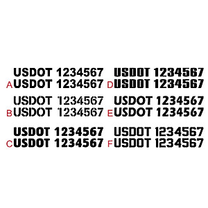 Set of 2 Custom USDOT Decals 2" x 20" US DOT Number Sticker Truck Commercial Van Pick Up Semi Truck Required Decals (BLACK, FONT D)