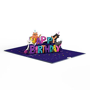 Lovepop Happy Birthday Pop-Up Card for Her and Him- 3D Birthday Animal Greeting Cards for Boys, Girls, Men, Women - Have a Purrfect Birthday - 5" x 7" Cats Card - Blank Note Card & Envelope Included
