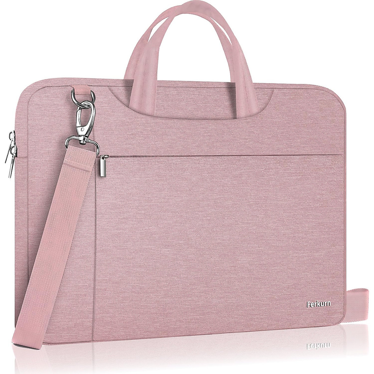 Ferkurn Laptop Bag Case Women Men Computer Sleeve with Shoulder for HP Envy Pavilion/Inspiron/Thinkpad/ASUS TUF Vivobook/MSI/MacBook/Surface,Waterproof Briefcase with Handle, Pink, 15 15.6 Inch