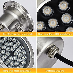 TWXG Rotatable LED Pool Light,24V AC/DC RGB Swimming Pool Landscape Light Stainless Steel Courtyard Lights for Party Gardens, Squares, Fountains, Ponds and Yards