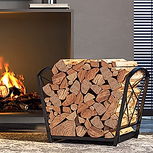 Fire Beauty Firewood Log Rack, Iron Wood Lumber Storage Holder for Fireplace, Heavy Duty Log Storage Bin for Firepit Stove Accessories
