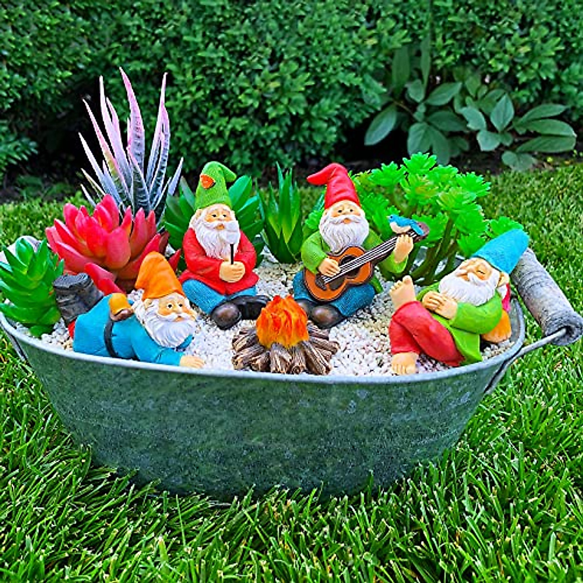 Mood Lab Miniature Garden Gnomes - Camping Gnome Kit of 5 pcs - Figurines & Accessories Set - Outdoor or House Decor