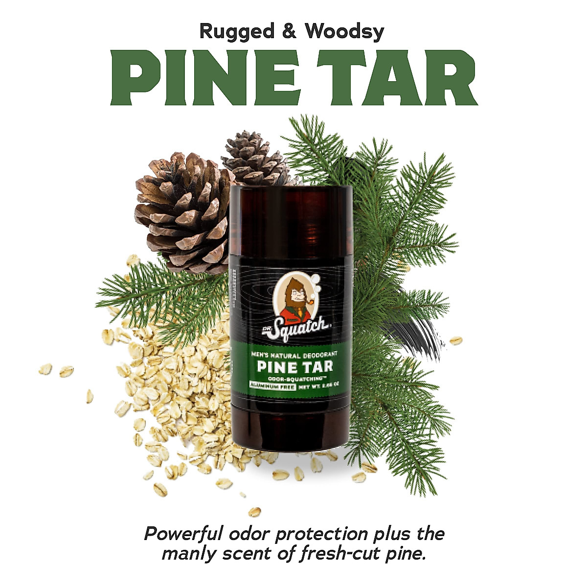 Dr. Squatch Natural Deodorant for Men 3 Pack Pine Tar – Odor-Squatching Men's Deodorant Aluminum Free (2.65 oz, 3 Pack)