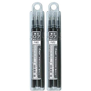 Pilot FriXion Gel Ink Pen Refill-0.7mm-black-pack of 3X2pack value Set