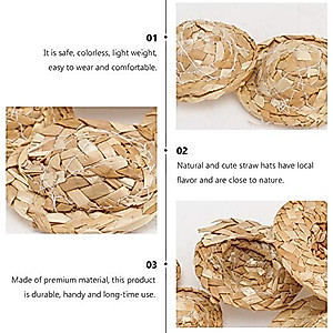balacoo 6pcs Parrot Birds Straw Woven Hat Funny Mini Size Bamboo Hat Cockatiel Parakeets Canary Conure Party Head Wear for Parrot Parakeet Bearded Dragons