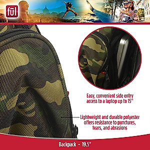 FUL Refugee Laptop Backpack, Padded Computer Bag For Commute or Travel, 1680 Denier, 15 Inch Laptop Sleeve, Black