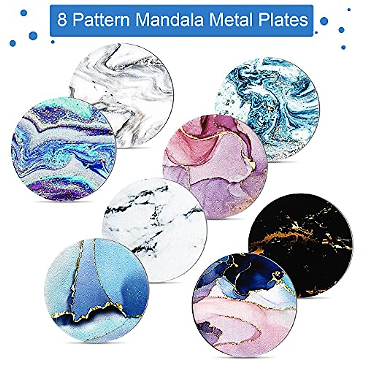 8 Pcs Phone Magnet Car Metal Plate Mount Metal Plate for Cell Holder Magnetic Car Mount Compatible with Magnetic Car Mounts Replacement Sticker(Marbling Style)
