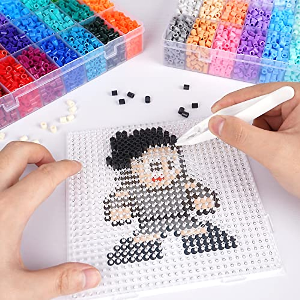 Artkal Fuse Beads 9,600 48 Colors Fusion Beads 5mm Melting Beads Sorted Beads 2 Boxes