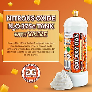 Galaxy Gas Mango Smoothie Flavor Whipped Cream Dispenser Cartridge Tank, Nitrous Oxide 0.6L 375 Gram Whip Cream Charger, Whipped Cream Cartridge, N2O Charger Tank, 1 Cylinder
