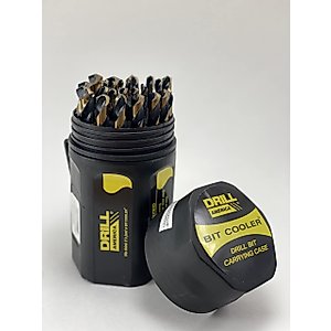 Drill America - KFD29J-3F-PC 29 Piece Heavy Duty 3 Flat Shank High Speed Steel Drill Bit Set with Black and Gold Finish in Round Case (1/16" - 1/2" x 64ths), KFD Series